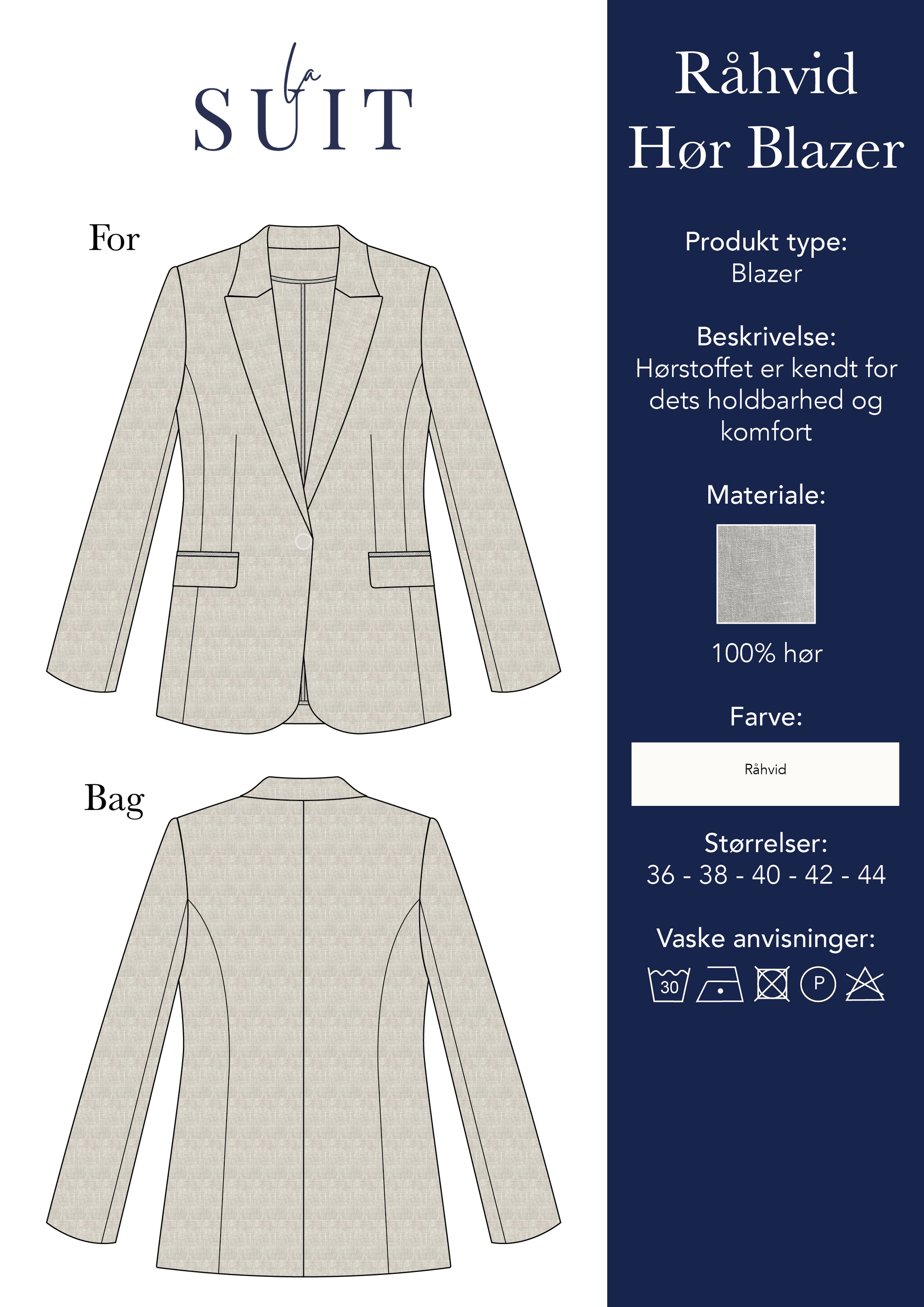 Elegant råhvid hør blazer og bukser| Let og elegant sæt – LA SUIT